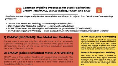 Common Welding Processes for Steel: GMAW (MIG/MAG), SMAW, FCAW & SAW ...
